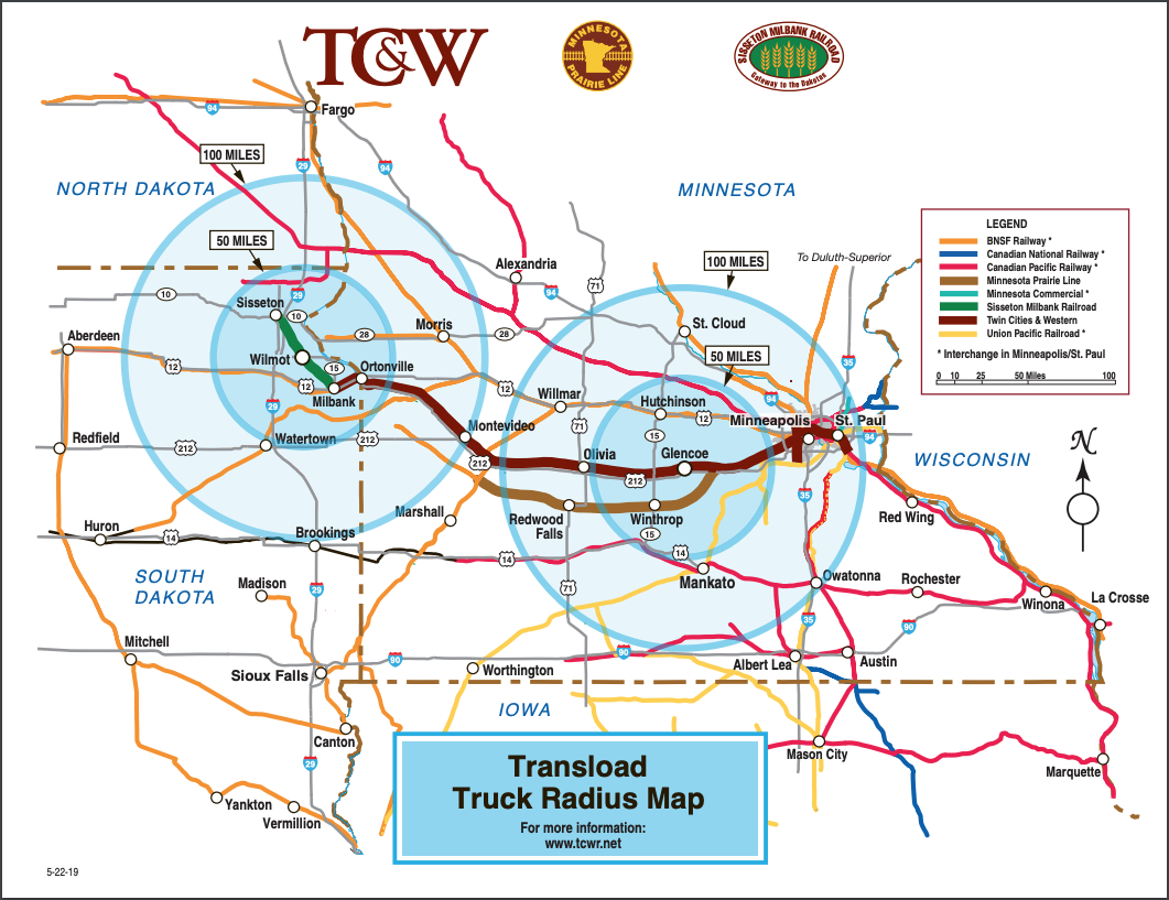 TC&W Railroad offers transloading and multi-modal transportation